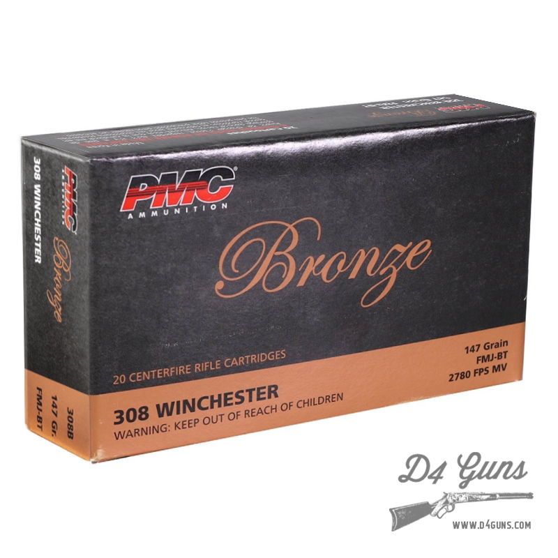 PMC Bronze .308 Win 147gr FMJ-BT 20 Rounds 308B 741569060288 | D4 Guns