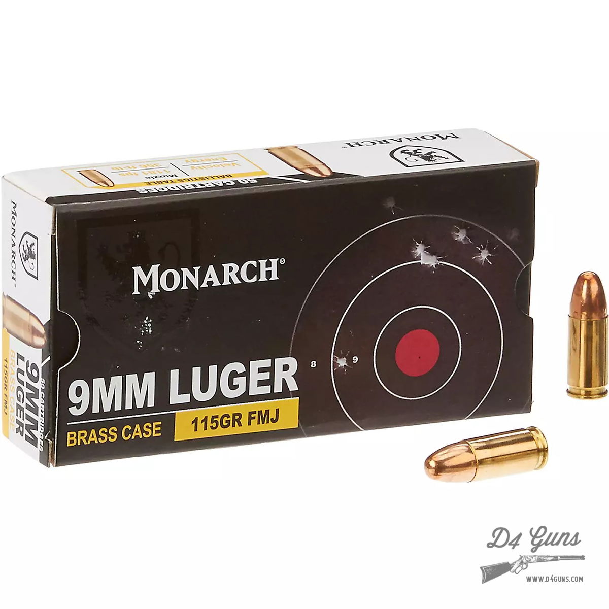 Monarch 9mm Luger 115gr FMJ Brass 50 Rounds FSMOAM4112 400118539186 ...