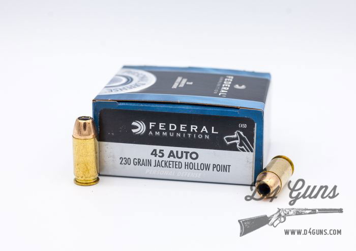 Federal .45 ACP 230gr Personal Defense JHP 20 Rounds C450 029465093143 ...