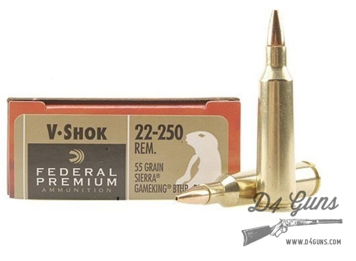 Federal Premium .22-250 Rem 55gr V-Shok 20 Rounds P22250B 029465088248 ...