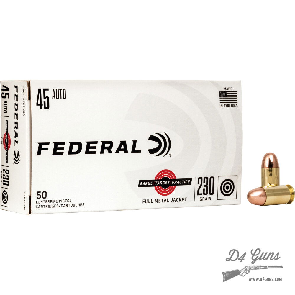 Federal RTP .45 ACP 230gr FMJ 50 Rounds RTP45230 029465064730 | D4 Guns