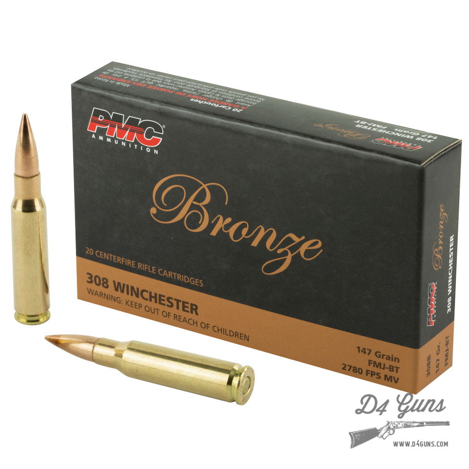 PMC Bronze .308 Win 147gr FMJ-BT 20 Rounds 308B 741569060288 | D4 Guns