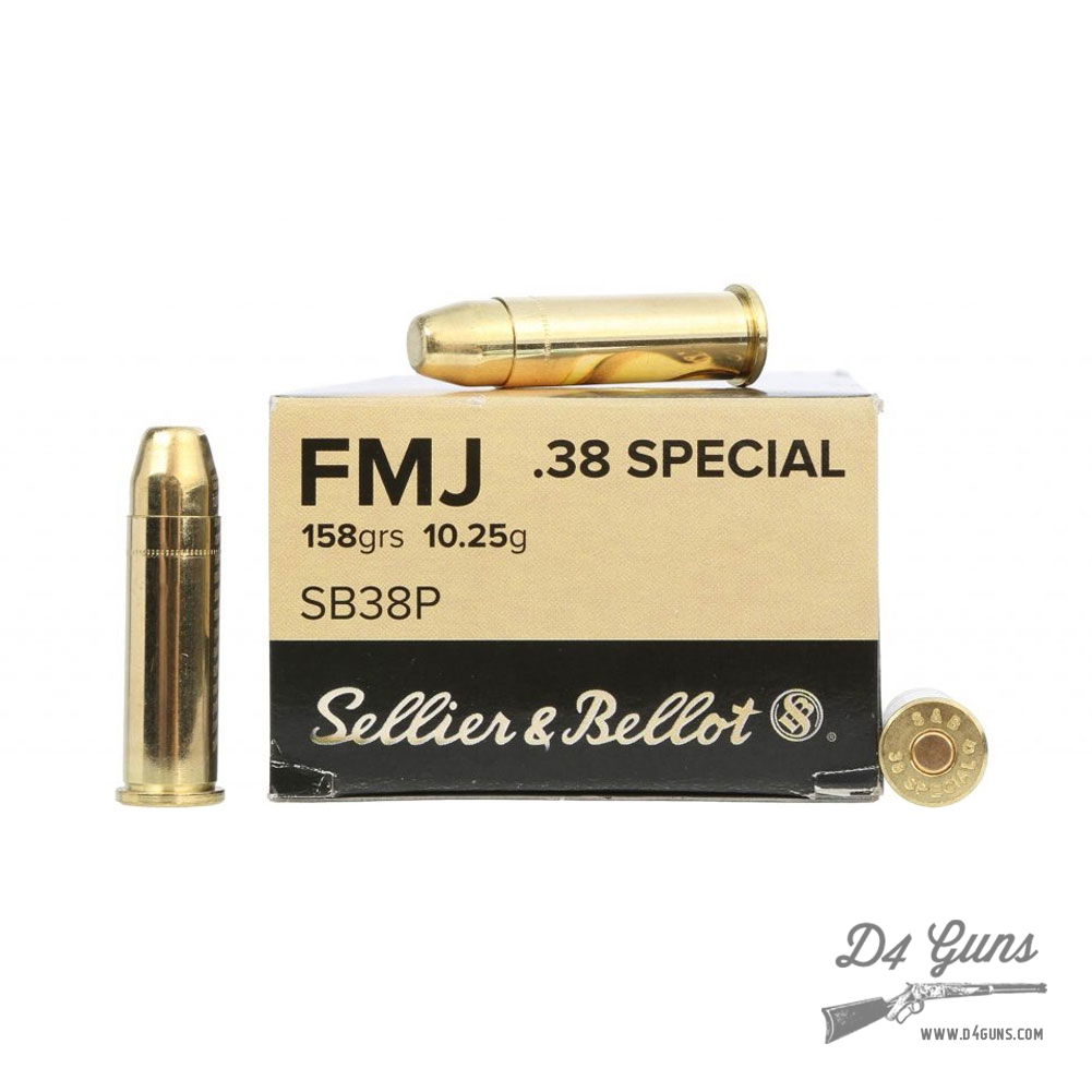 Sellier & Bellot .38 Special 158gr FMJ 50 Rounds SB38P 754908500482 | D4 Guns