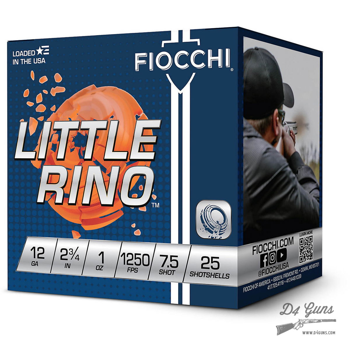 Fiocchi 12 Gauge 2.75" 7.5 Shot 25 Rounds 12TX75 762344701127 | D4 Guns