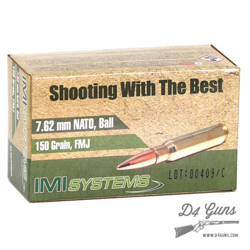 IMI Systems 7.62x51mm NATO 150gr M80 FMJ 50 Rounds 814326020525 | D4 Guns