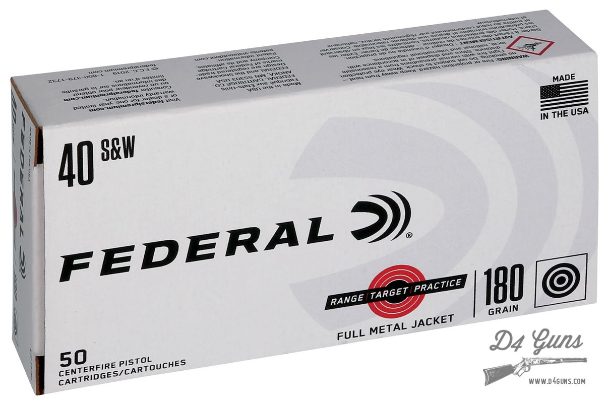 Federal .40 S&W 180gr FMJ Range and Target 50 Rounds RTP40180 ...