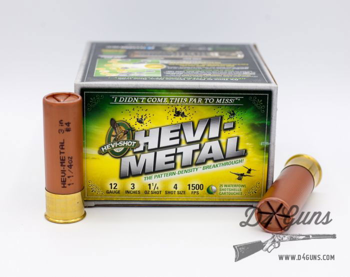 Hevi-Shot 12 Gauge 3" 4 Shot 25 Rounds 30004 816383300046 | D4 Guns