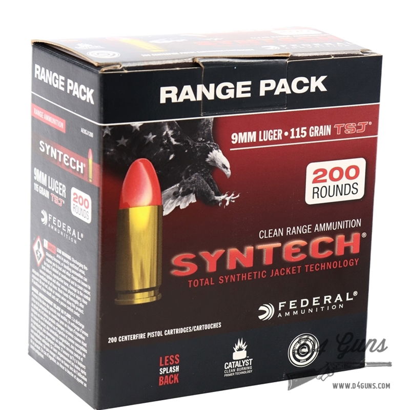 Federal Syntech 9mm Luger 115gr TSJ 200 Rounds AE9SJ1200 604544638523 ...