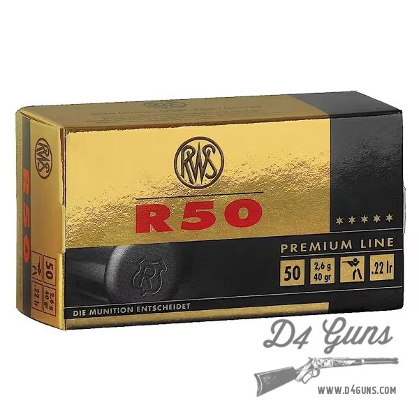 RWS Premium Line R50 .22lr 40gr Match 500 Rounds 2134187 4000294134180 ...