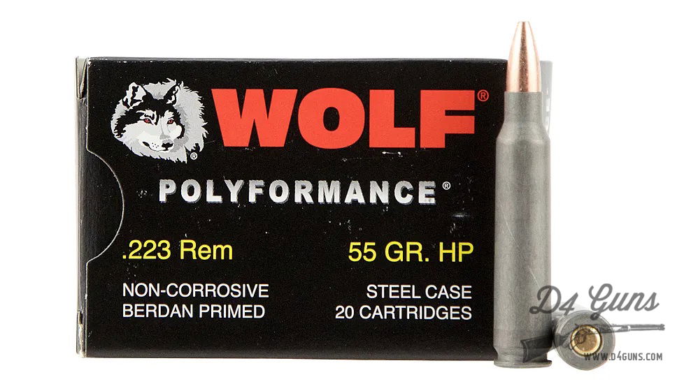 Wolf .223 Rem 55gr Steel Cased Hollow Point 500 Rounds 22355HP ...