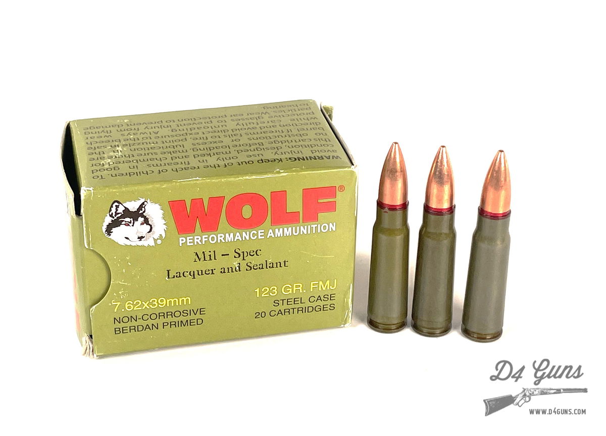 Wolf Mil-Spec 7.62x39mm 123gr FMJ 20 Rounds 645611762970 | D4 Guns