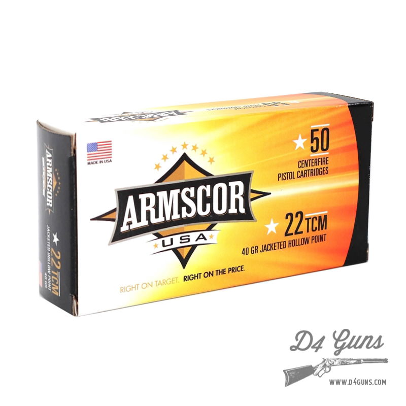 Armscor .22 TCM 40gr JHP 50 Rounds FAC22TCM-1N 812285020013 | D4 Guns
