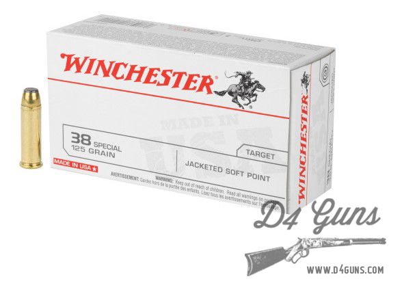 Winchester .38 Special 125gr Jacketed Soft Point 50 Rounds 020892211629 ...