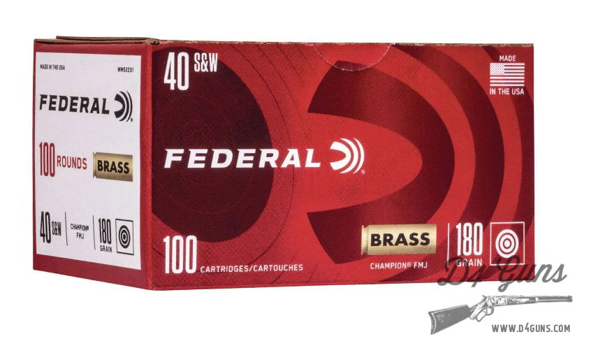 Federal Champion .40 S&W 180gr FMJ 100 Rounds WM52231 029465063290 | D4 ...