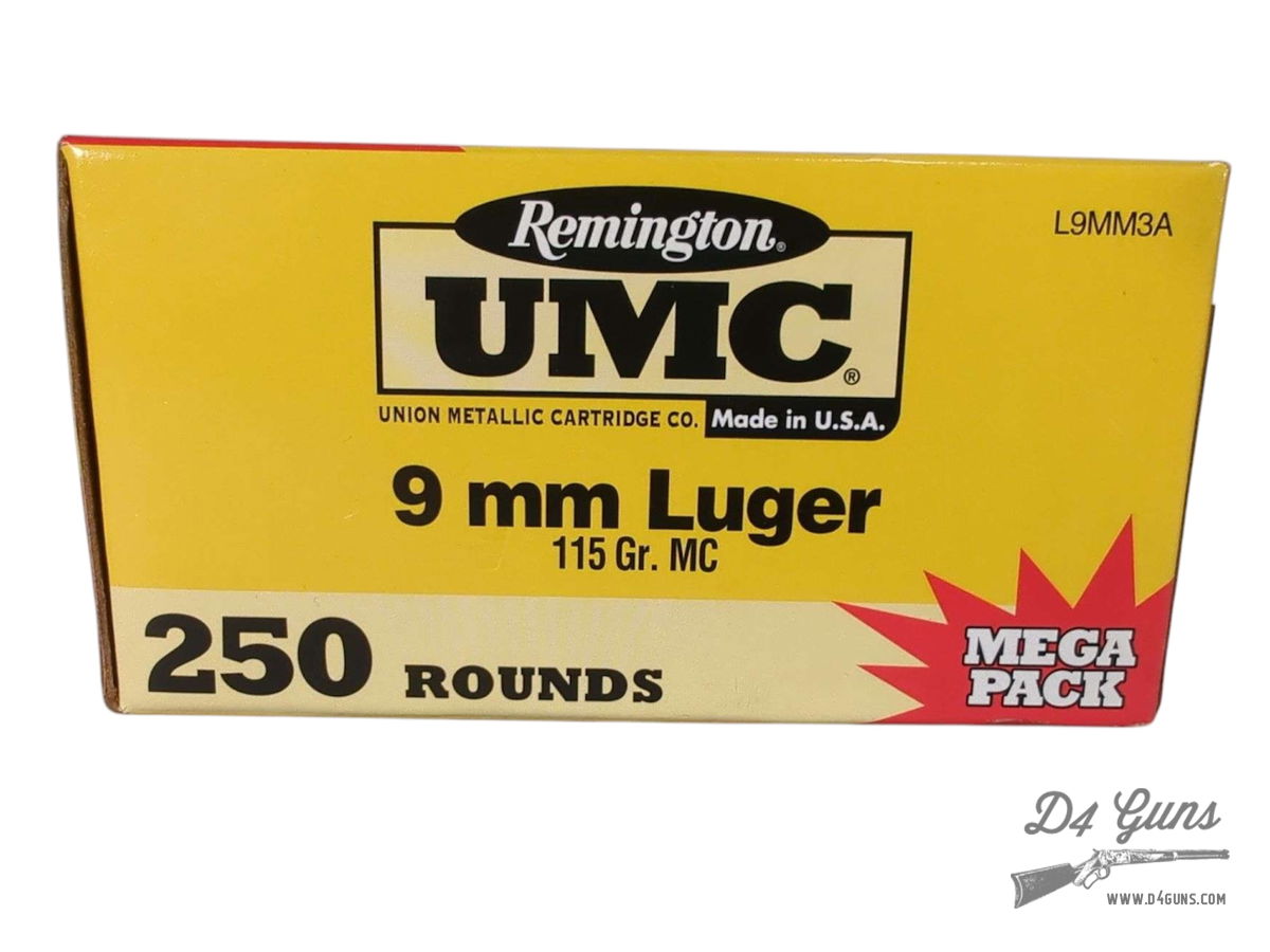 Remington UMC 9mm Luger 115gr 250 Rounds L9MM3A 047700364209 Holiday ...