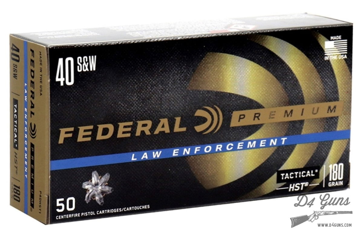 Federal Premium .40 S&W 180gr JHP 50 Rounds P40HST1B 029465064914 | D4 Guns