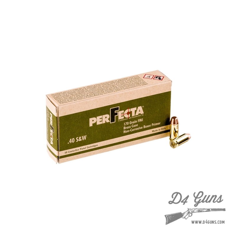 Perfecta .40 S&W 170gr FMJ 50 Rounds PF400000 814950013023 | D4 Guns