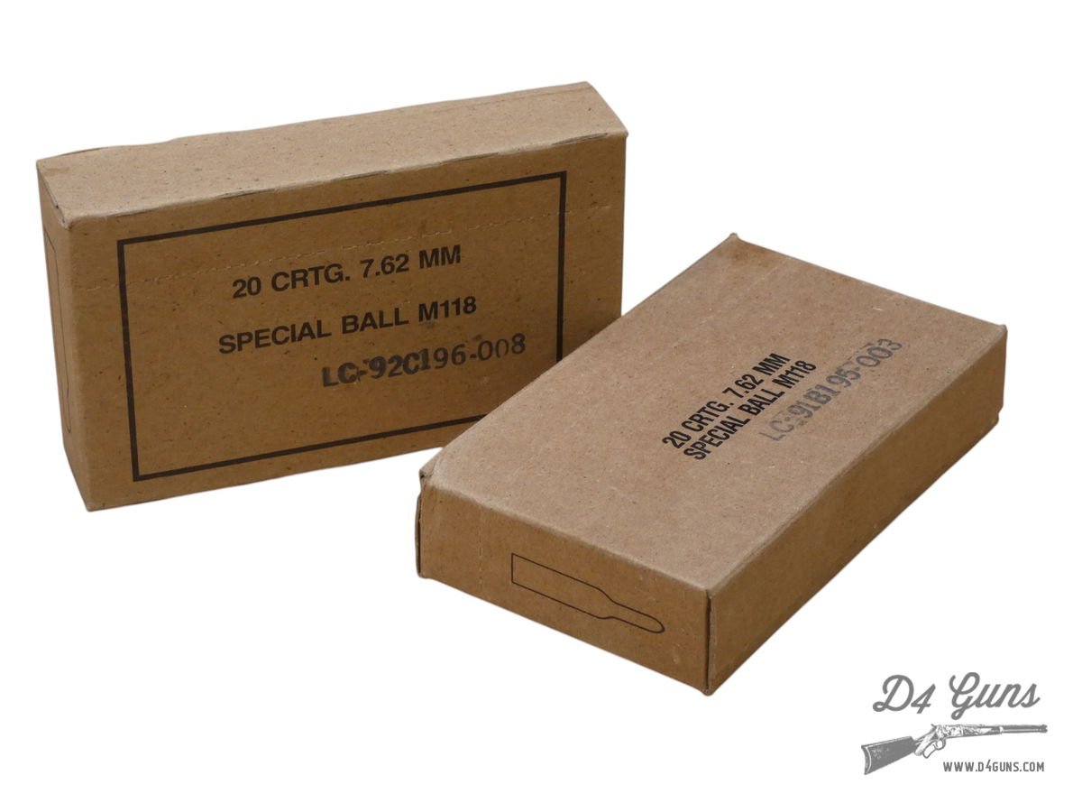 Lake City Surplus M118 Special Ball 7.62x51mm 173gr FMJBT 20 Rounds ...