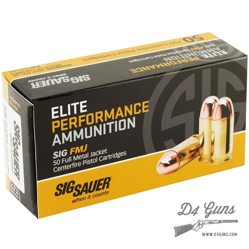 Sig Sauer Elite Performance .38 Super Auto 125gr FMJ 50 Rounds ...