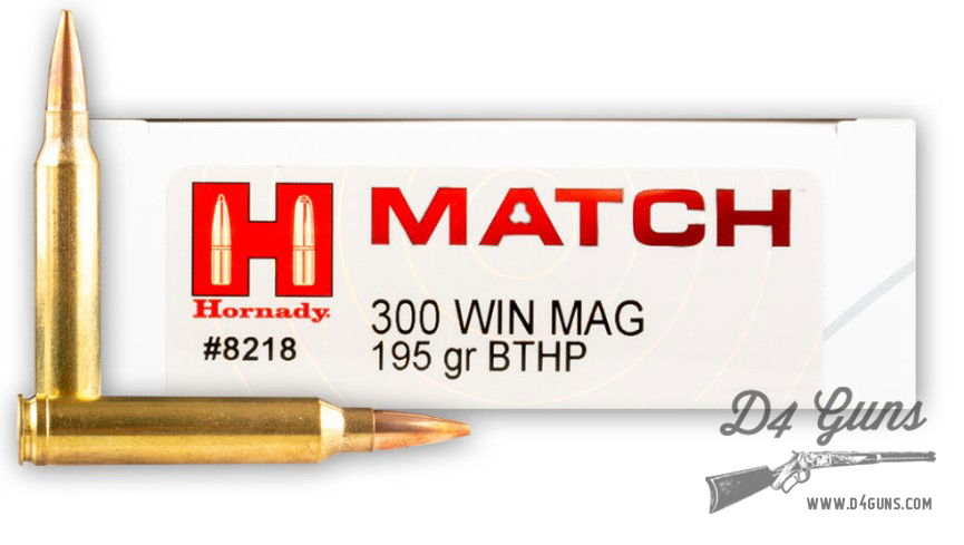 Hornady Match .300 Win Mag 195gr BTHP 20 Rounds 8218 090255382181 | D4 Guns
