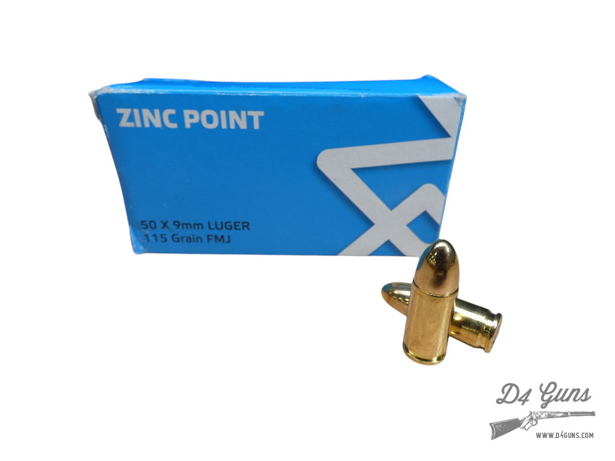 Zinc Point 9mm Luger 115gr FMJ 50 Rounds 8594199980066 | D4 Guns