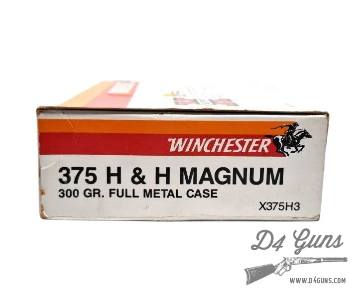 Winchester Super-X .375 H&H Mag 300gr FMJ 20 Rounds X375H3 020892201101 ...