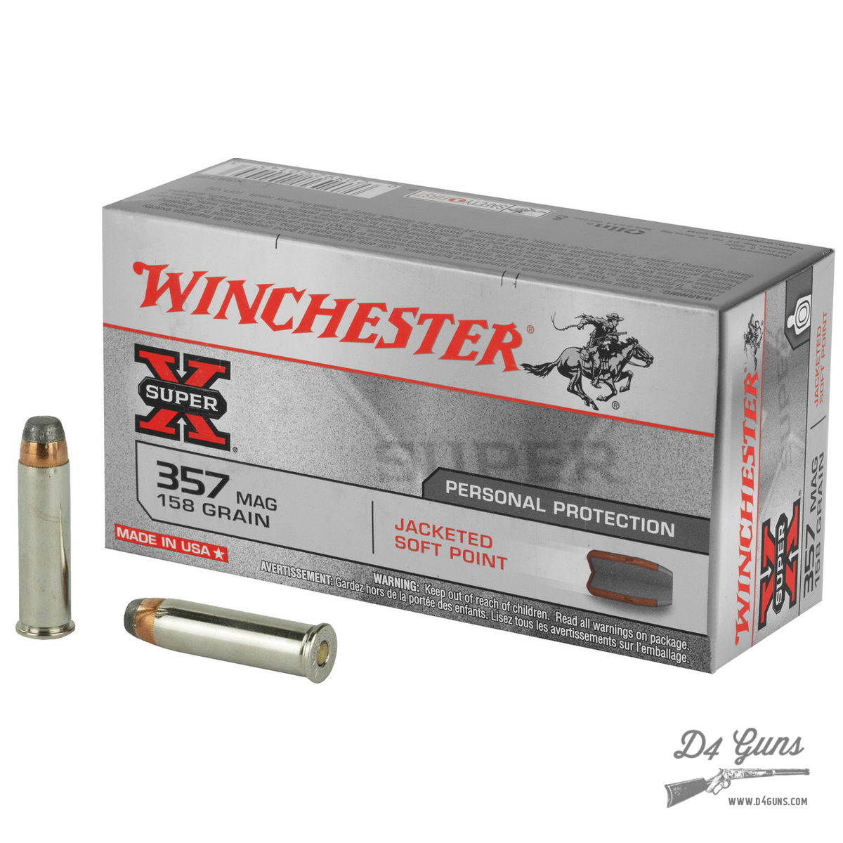 Winchester Super-X .357 Mag 158gr JSP 50 Rounds X3575P 020892201453 | D4 Guns