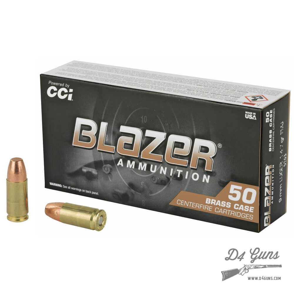 CCI Blazer 9mm Luger 147gr FMJ 50 Rounds 5203 604544650594 | D4 Guns