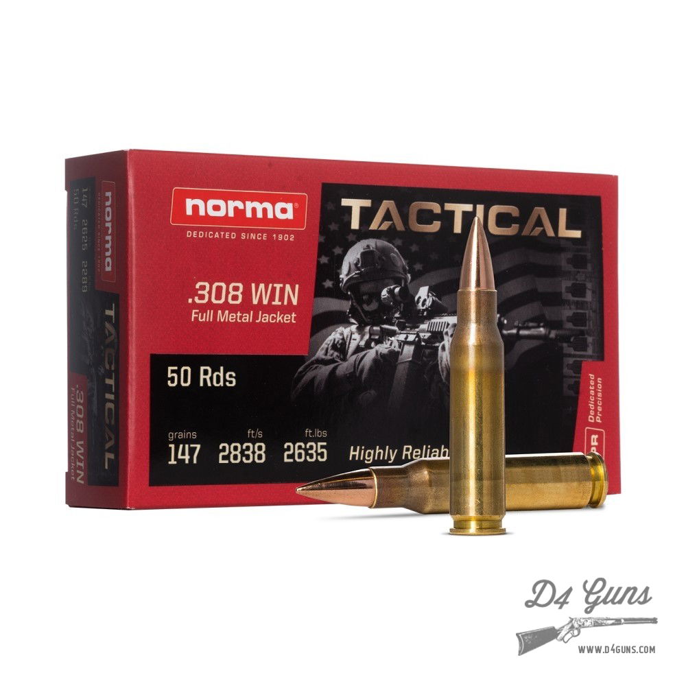 Norma Tactical .308 Win 147gr FMJ 50 Rounds 2422027 4000294220272 | D4 Guns