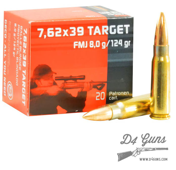 Geco 7.62x39mm 124gr FMJ 20 Rounds 4000294186585 | D4 Guns