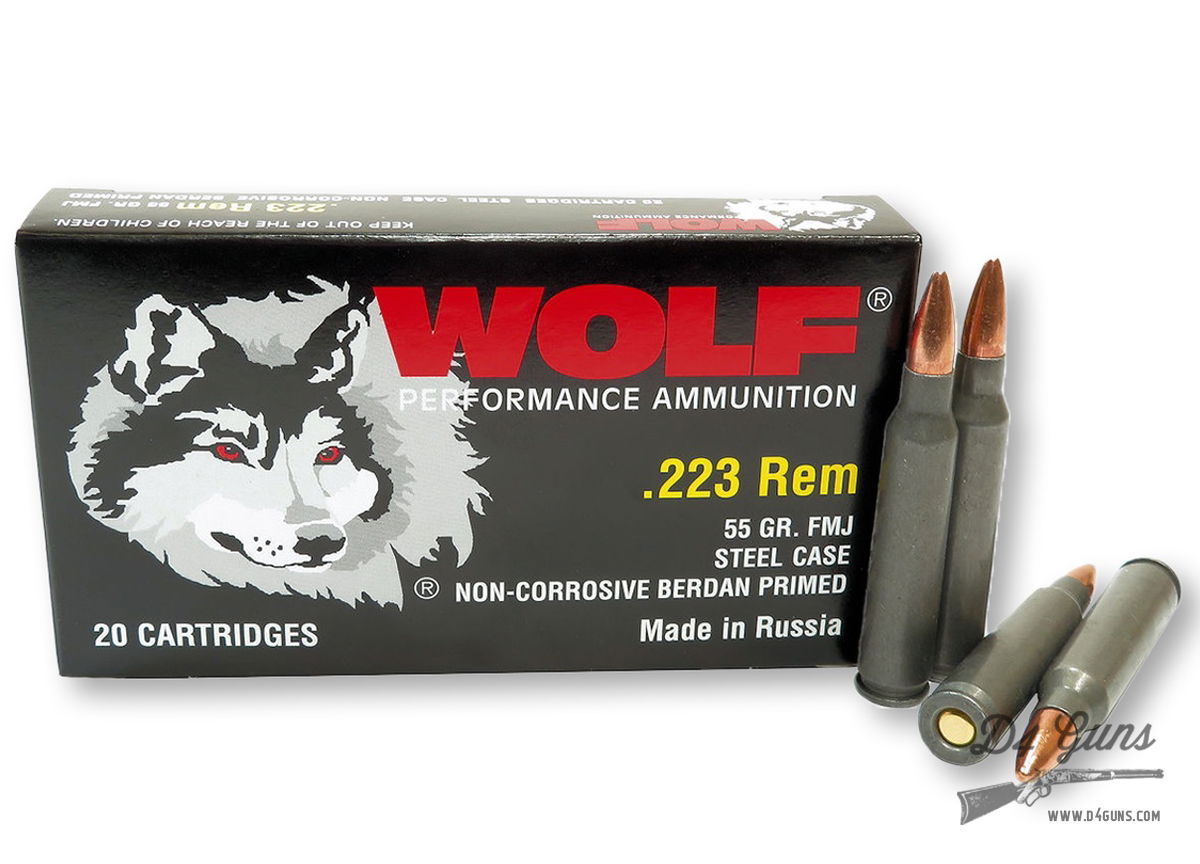 Wolf Performance .223 Remington 55gr Steel 20 Rounds 22355FMJ ...