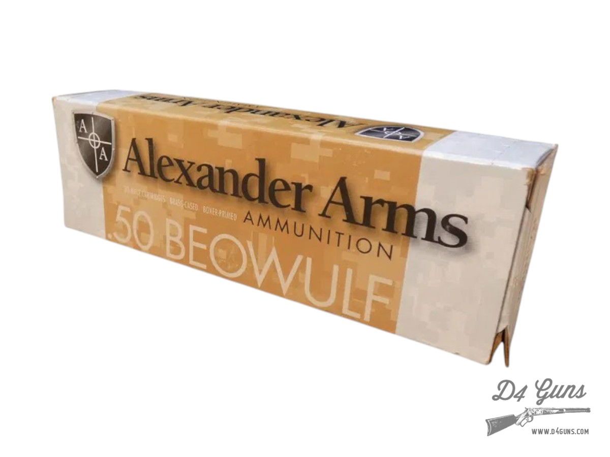 Alexander Arms .50 Beowulf 334gr FMJ 20 Rounds BE0334FLFMJ | D4 Guns