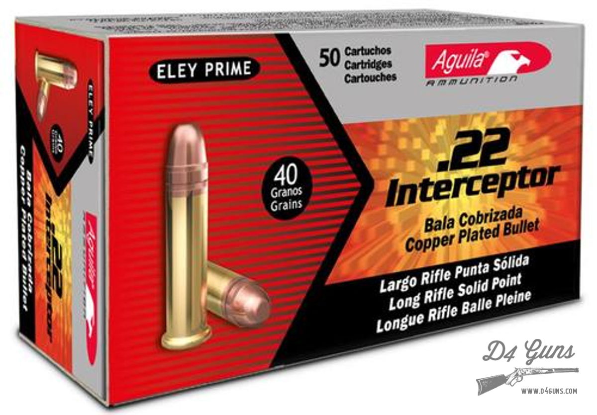 Aguila 22 Interceptor .22LR 40gr CPSP 50 Rounds 1B222320 640420001432 ...