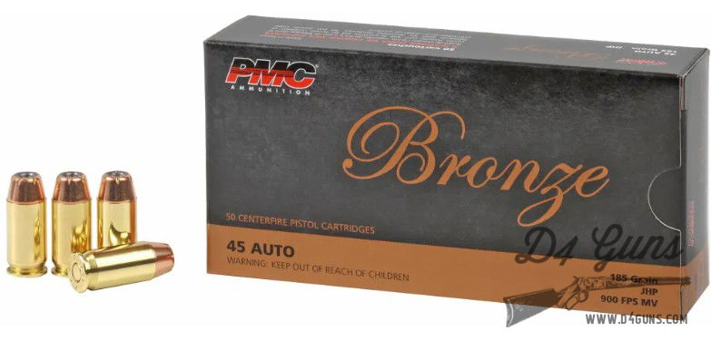 PMC Bronze .45 ACP/Auto 185gr JHP 50 Rounds 45B 741569050630 | D4 Guns