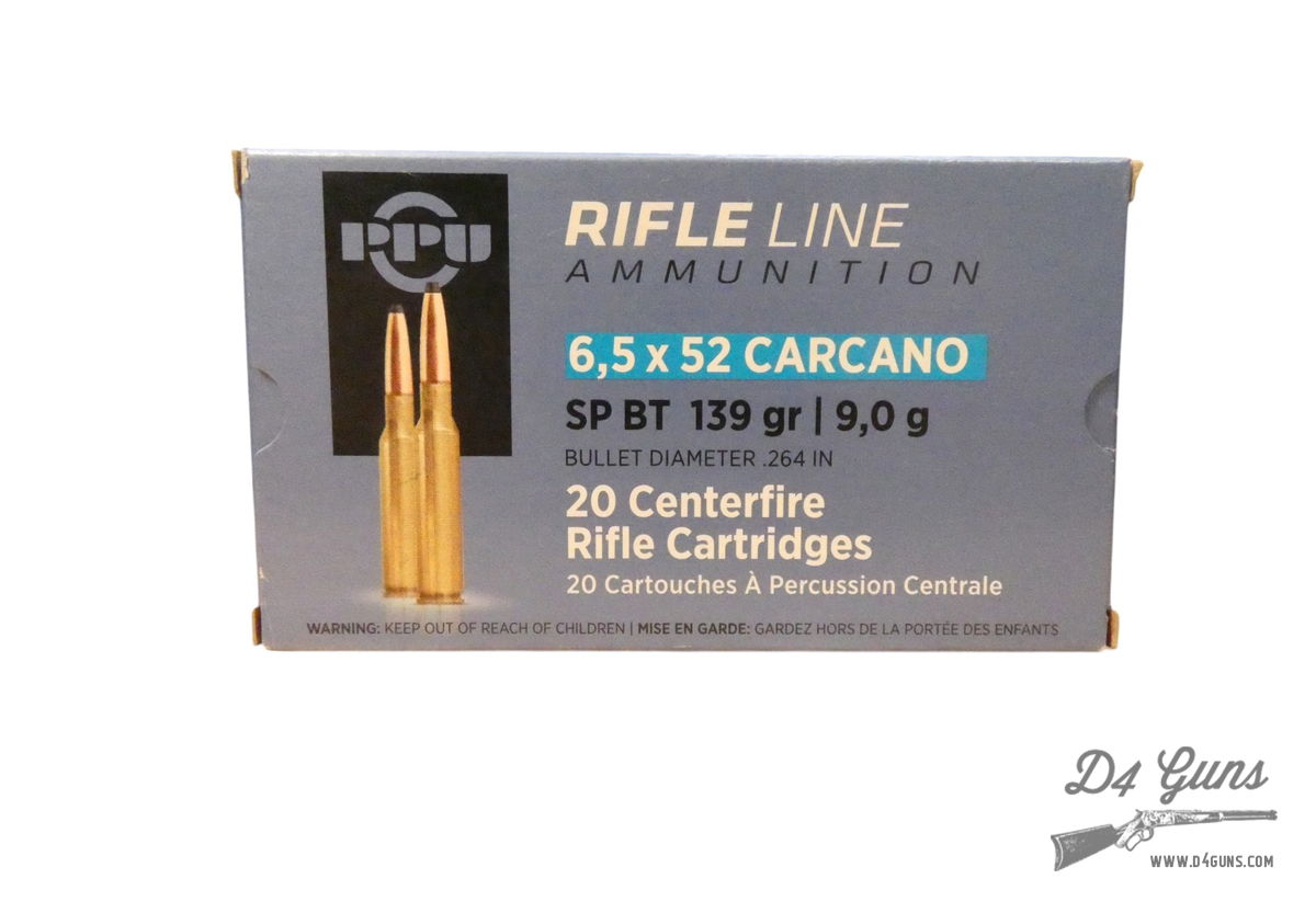 PPU 6.5x52mm Carcano 139gr SPBT 20 Rounds HR6552B 8605003815464 | D4 Guns