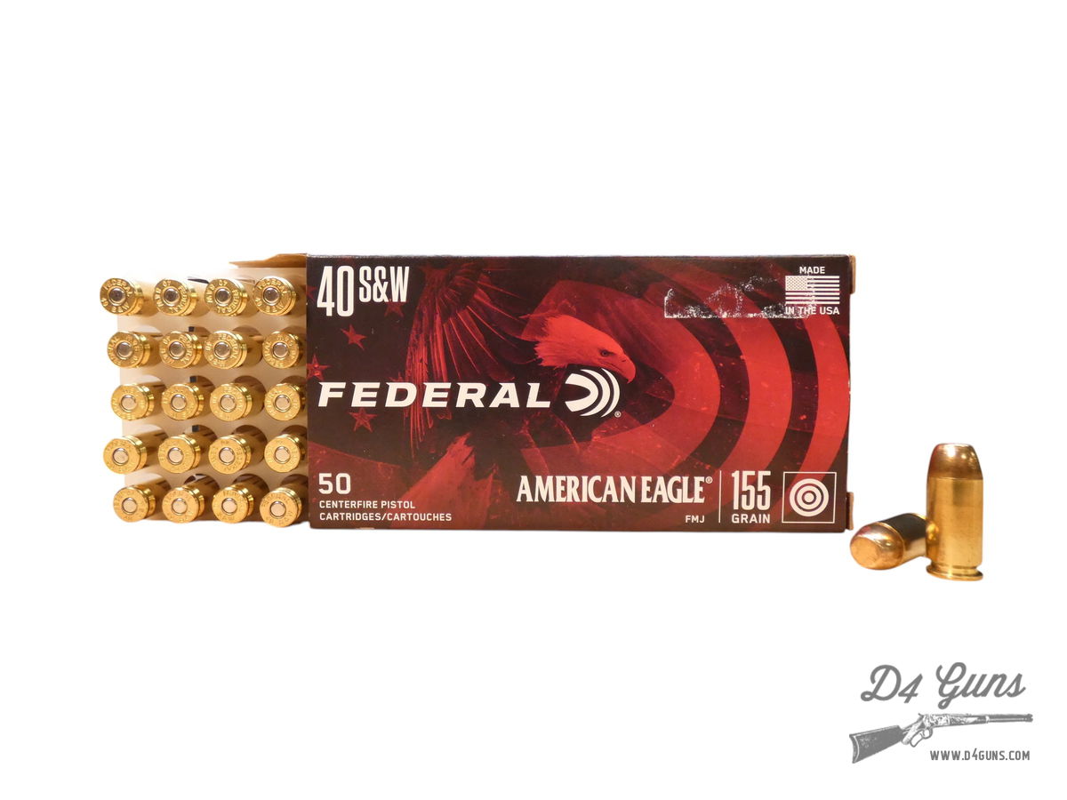 Federal American Eagle .40 S&W 155gr FMJ 50 Rounds AE40R2 029465092559 ...