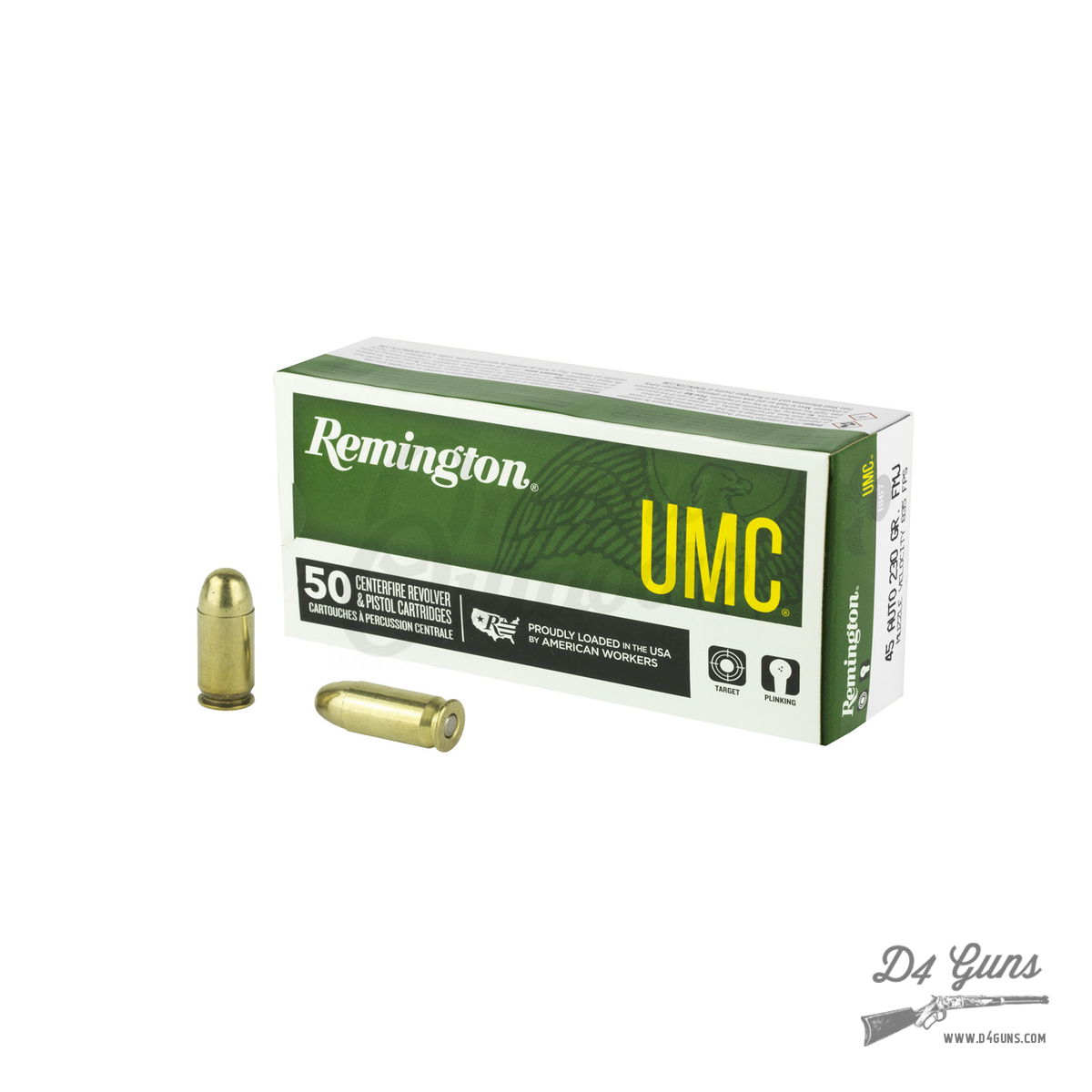 Remington UMC .45 ACP 230gr FMJ 50 Rounds 23726 047700067803 | D4 Guns