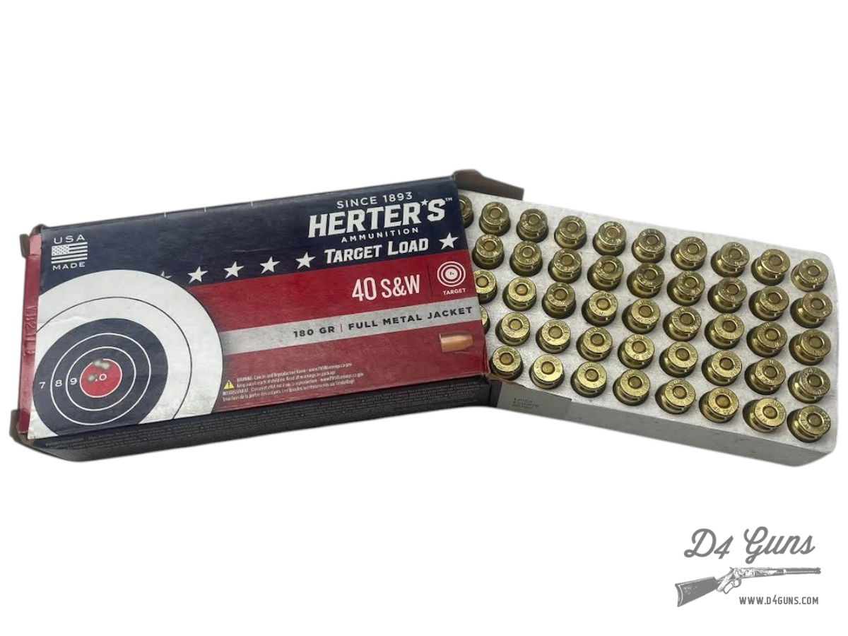 Herters Target .40 S&W 180gr FMJ 50 Rounds HRT40B 092229406039 | D4 Guns