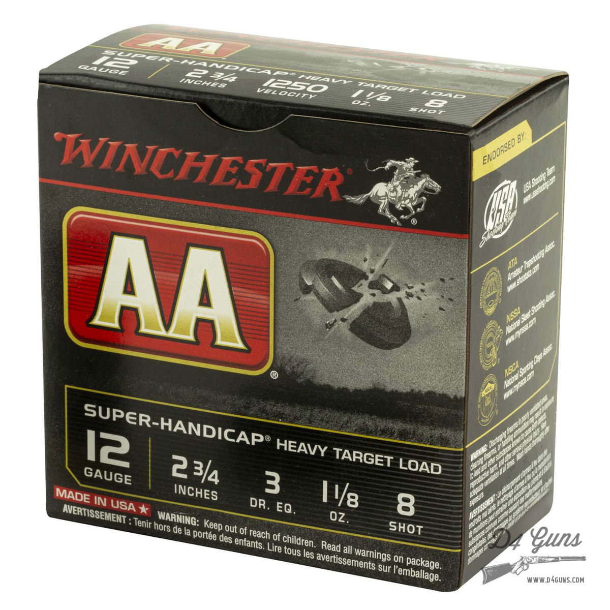 Winchester AA 12 Gauge 2.75" 8 Shot 25 Rounds AAHA128 020892014091 | D4 ...