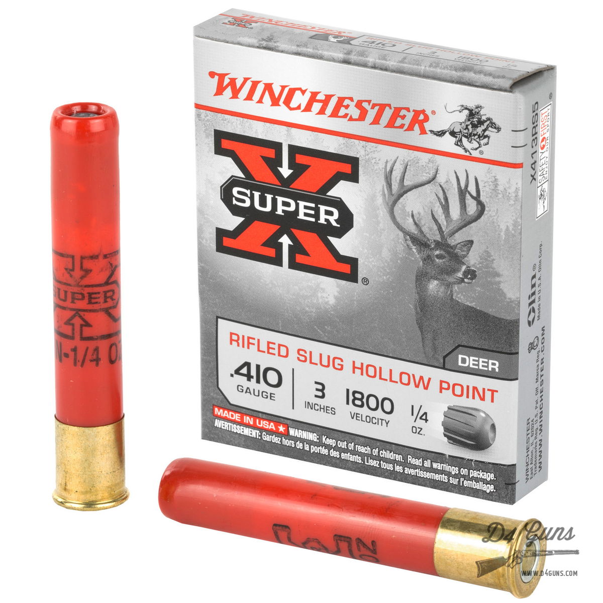 Winchester Super-X .410 Gauge 3" Rifled Slug HP 5 Rounds X413R ...