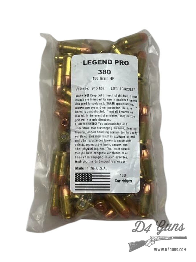 GBW Legend Pro .380 ACP 100gr Hollow Point 100 Rounds | D4 Guns