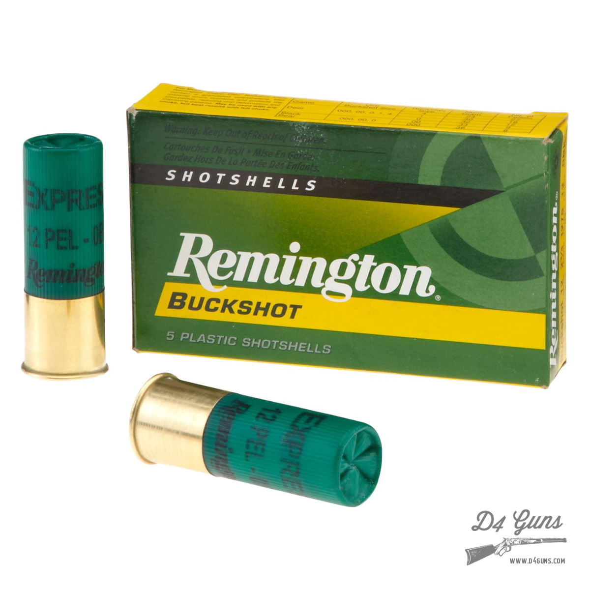 Remington Buckshot 12 Gauge 2.75" 00 Buckshot 5 Rounds 12B00 ...