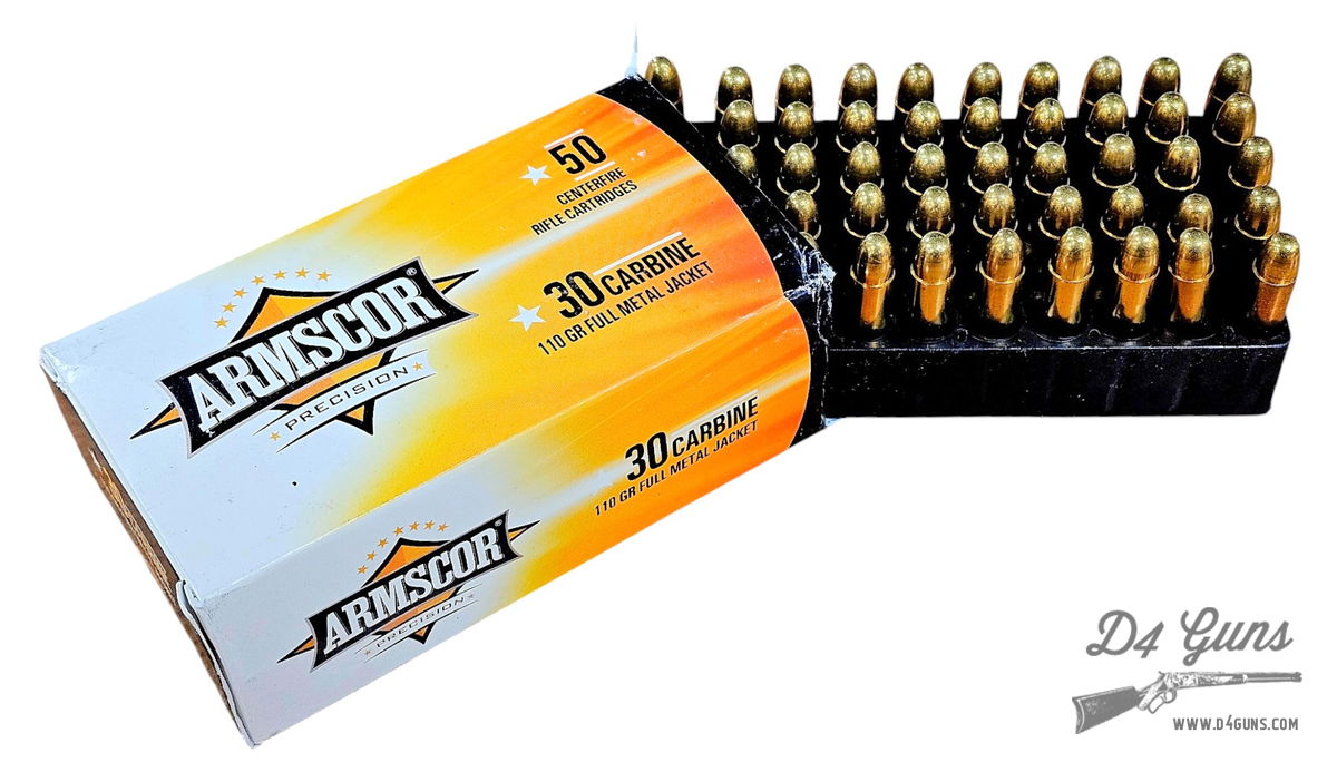 Armscor .30 Carbine 110gr FMJ 50 Rounds 50101 4806015501015 | D4 Guns