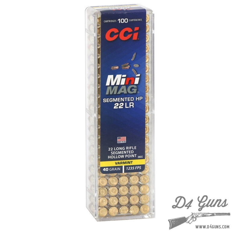 CCI Mini-Mag .22LR 40gr Segmented HP 100 Rounds 36CC 604544627510 | D4 Guns