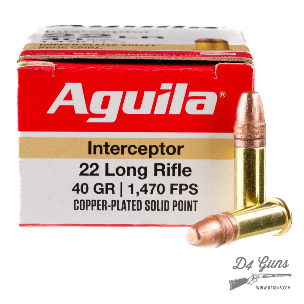 |Aguila 22 Interceptor .22LR 40gr CPSP 50 Rounds 1B222320 640420001432 ...