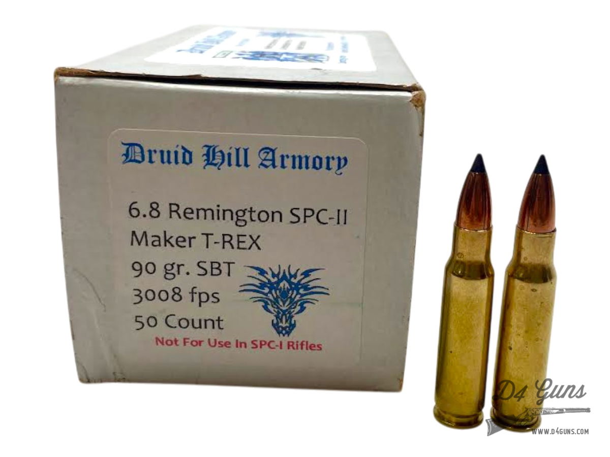 Druid Hill Armory 6.8mm Rem SPC 90gr Maker T-Rex 50 Rounds | D4 Guns