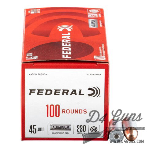 Federal Champion .45 ACP 230gr FMJ 100 Rounds CAL45230100 604544618839 ...