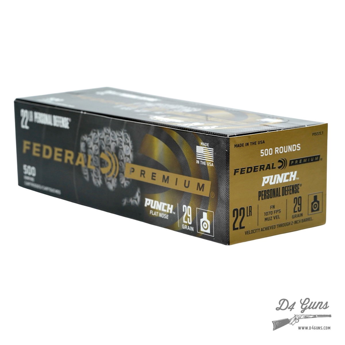 Federal Punch .22LR 29gr FN 500 Rounds PD22L1 604544671179 | D4 Guns