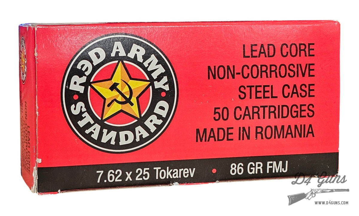 Red Army Standard 7.62x25mm Tokarev 86gr FMJ 50 Rounds AM2001 ...