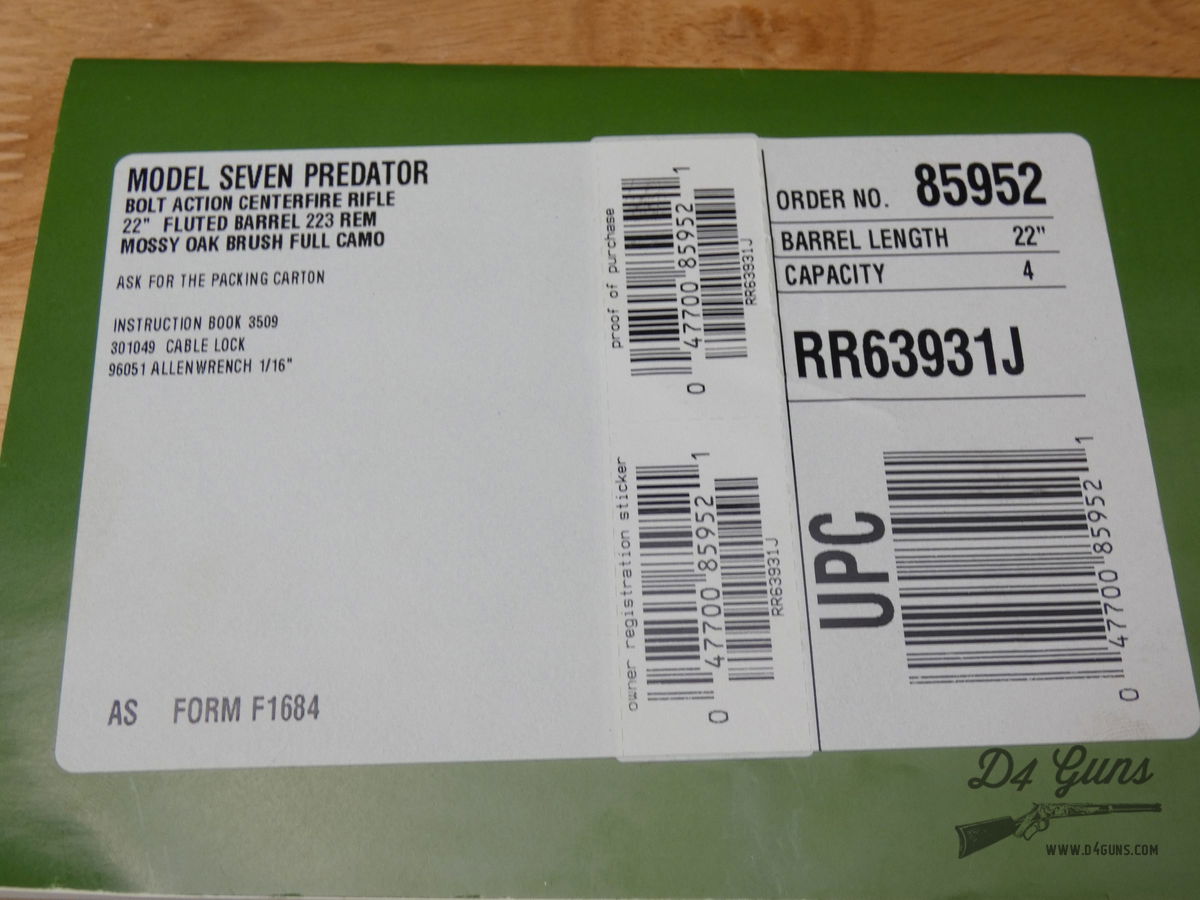 Remington Model Seven Predator Camo - .223 Rem - XLNT w/ Fluted Barrel ...